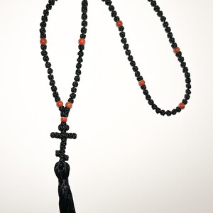 Prayer Rope (100 Knot), Black Satin, Red Ceramic - Etsy