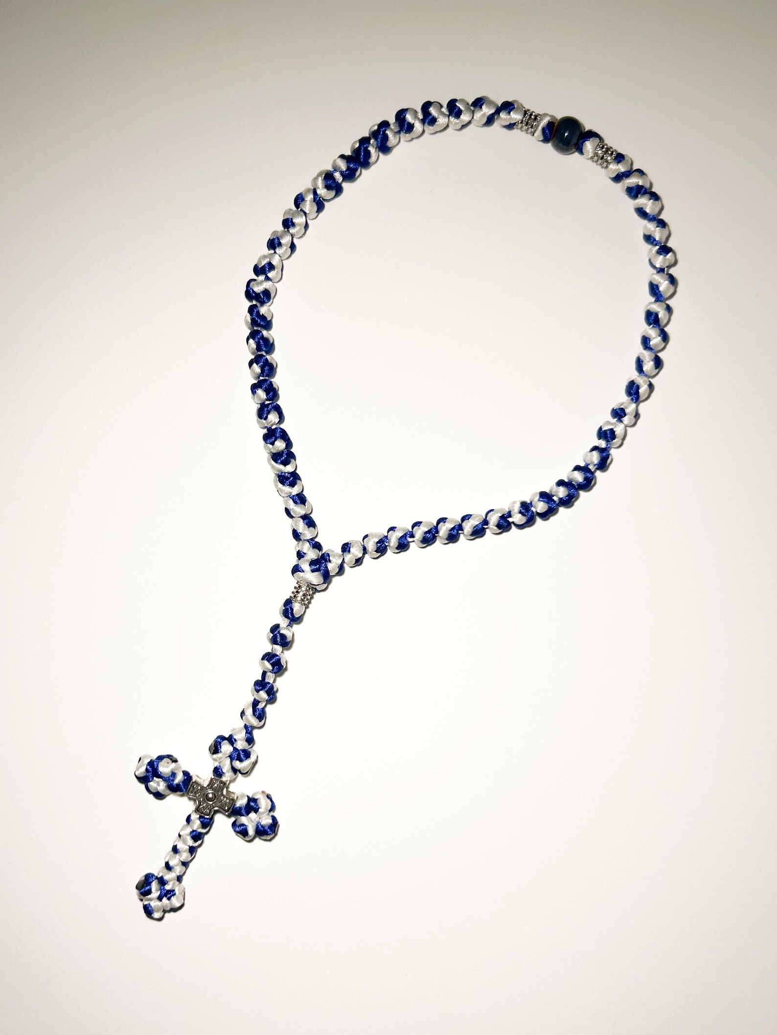 Orthodox Prayer Rope 50 Knot (• Traditionally Handmade • Blue/white ...
