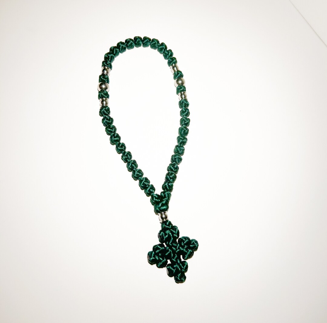 Orthodox Prayer Rope 33 Knot (traditionally Handmade • Dark Green Satin ...