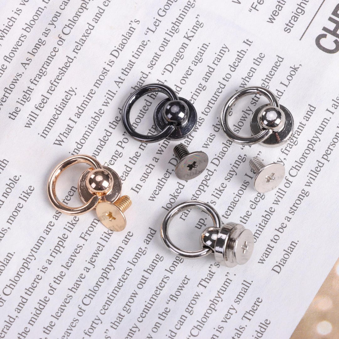 5 Pcs Screwback Round Head Rivet With Pull Ring Studs DIY Leather Craft ...