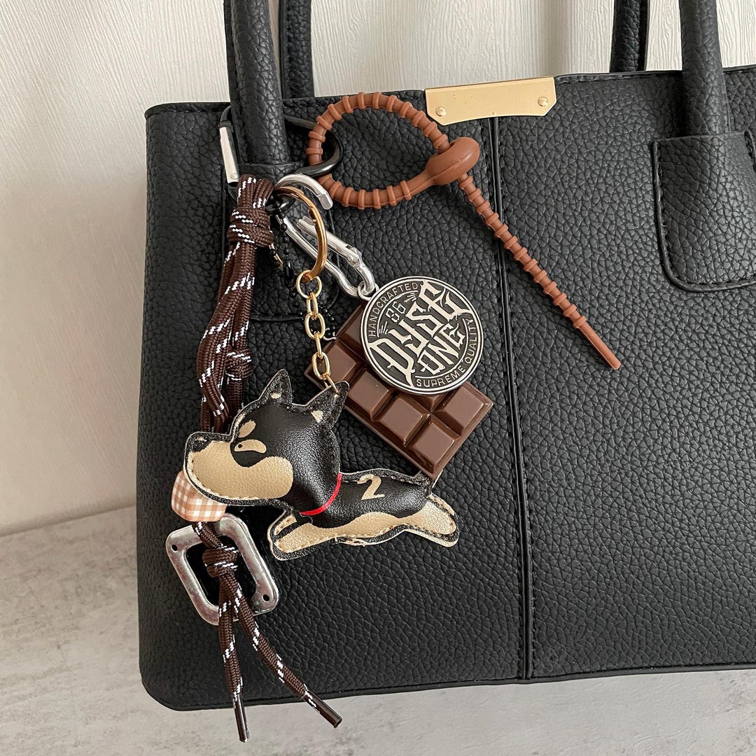 Black Shiba Inu Keychain Rope Bag Charms for Purse,stylish Keyring Bag ...