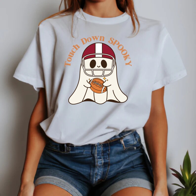 Cute Ghost Png, Touch Down Spooky Png, Ghost With Football,football ...
