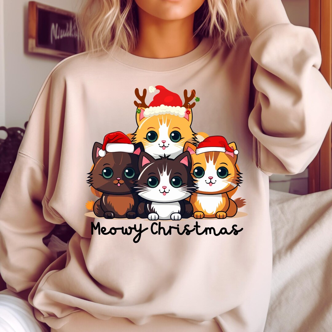 Meowy Christmas Png,funny Christmas Cats Png,cute Christmas Cat With ...
