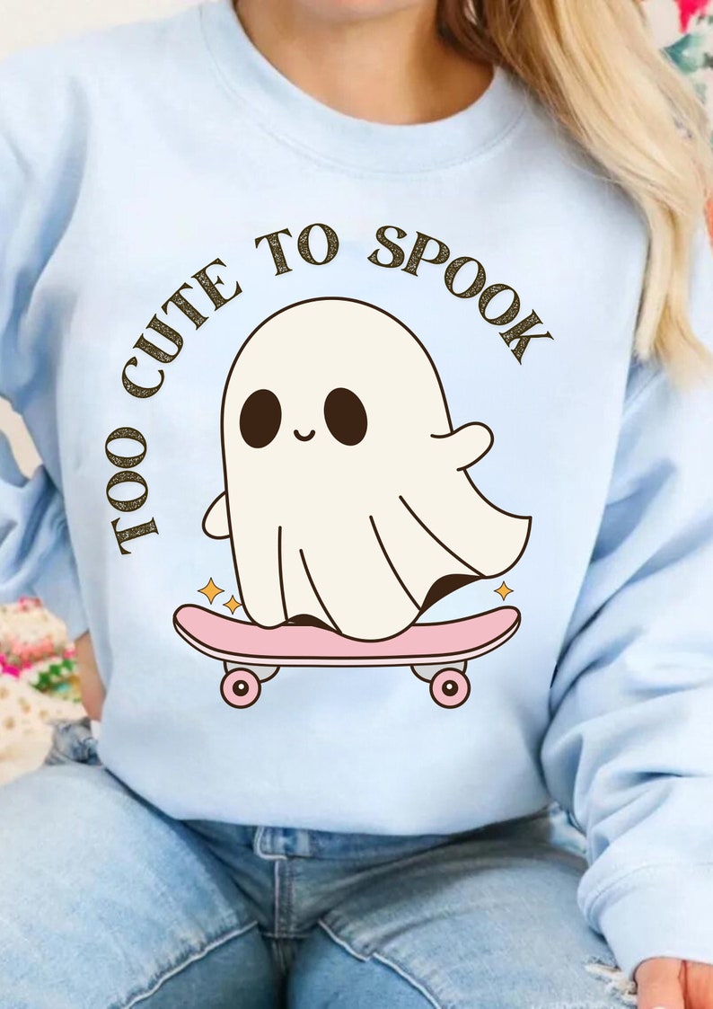 Skating Ghost PNG, Cute Ghost Png,too Cute to Spook Png, Skateboard ...