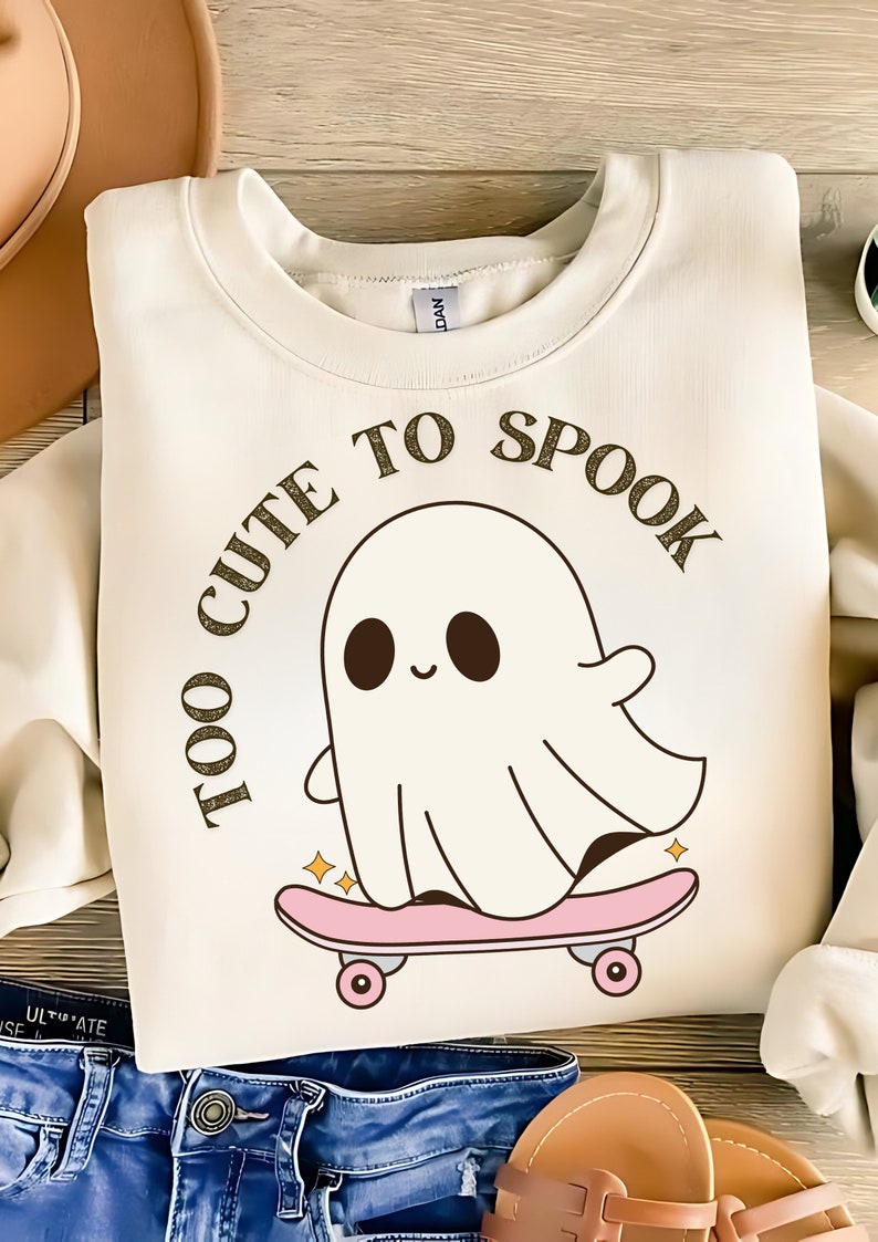 Skating Ghost PNG, Cute Ghost Png,too Cute to Spook Png, Skateboard ...