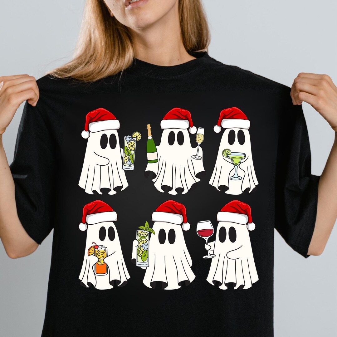 Funny Christmas Ghosts Png, Funny Xmas Ghosts Drinking Wine Champagne ...