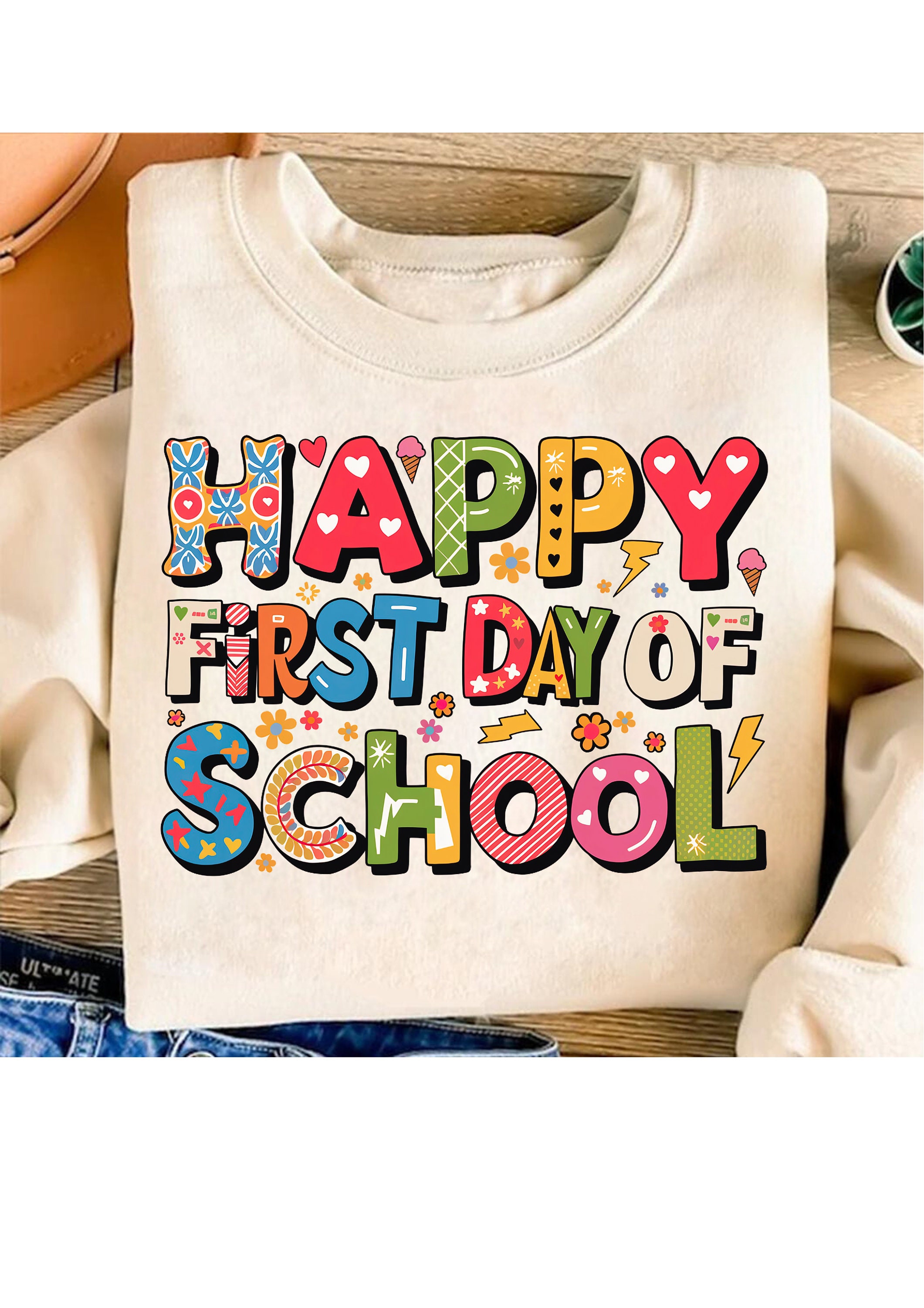 Happy First Day School Png, Back to School Png, Retro Back to School ...
