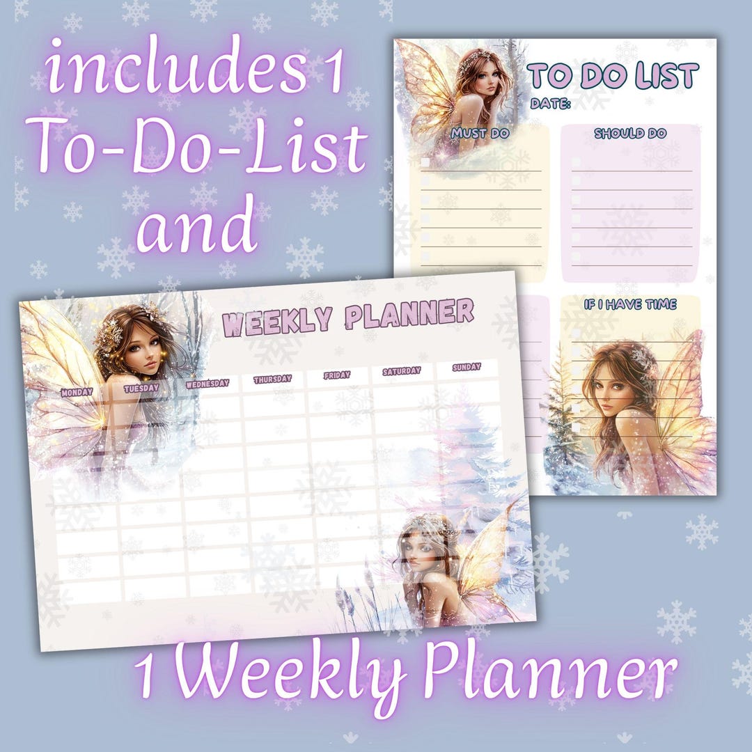 Winter Fairy Dreamland – Weekly Planner & To-do List (PDF + JPG in ZIP ...