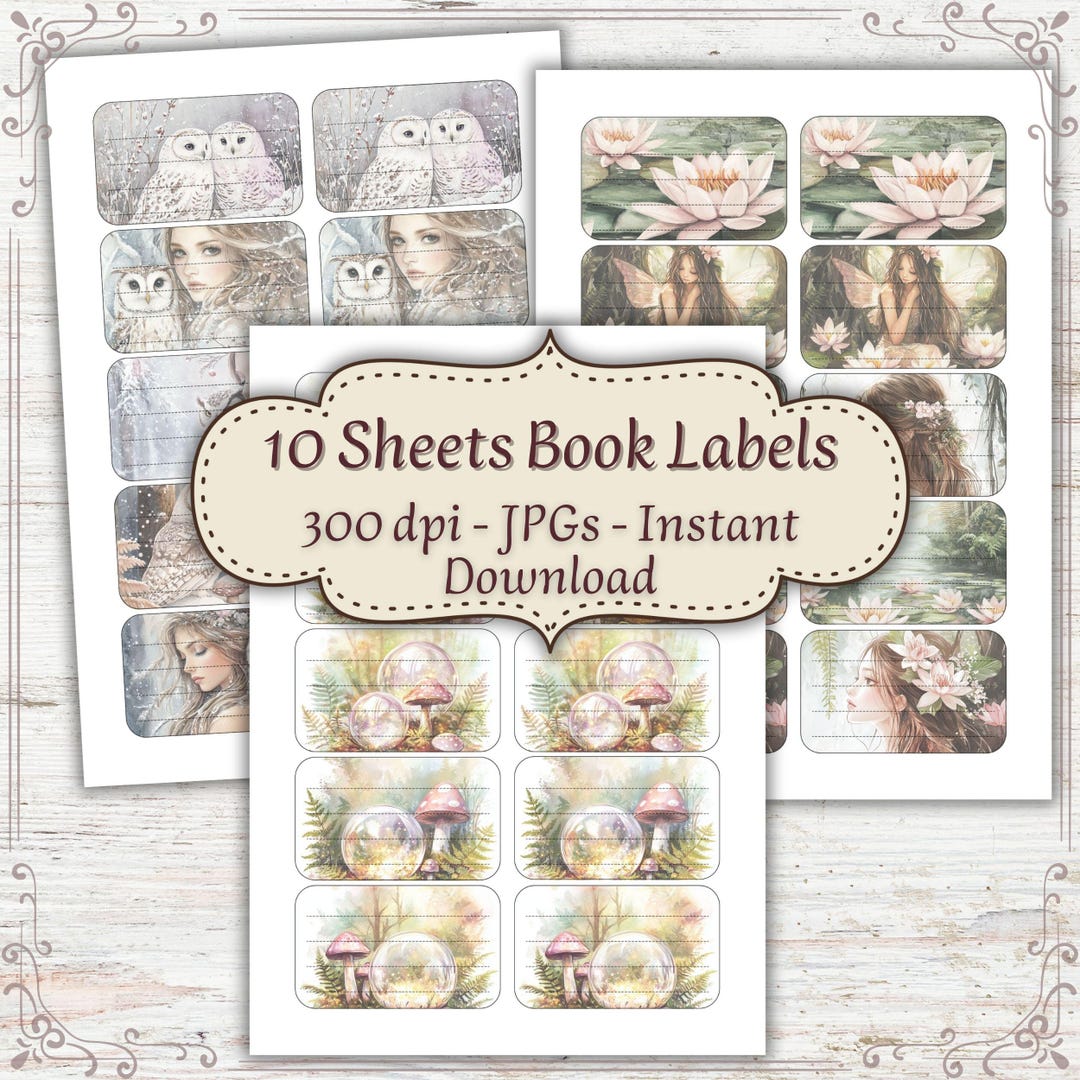 10 Pages With Magical Printable Labels – Deers, Swans, Water Lilies ...