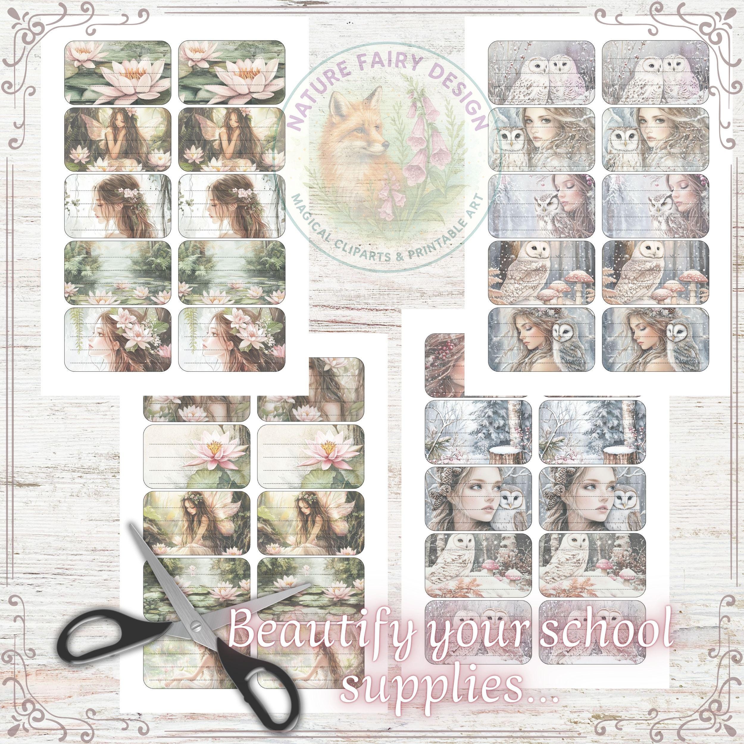 10 Pages With Magical Printable Labels – Deers, Swans, Water Lilies ...