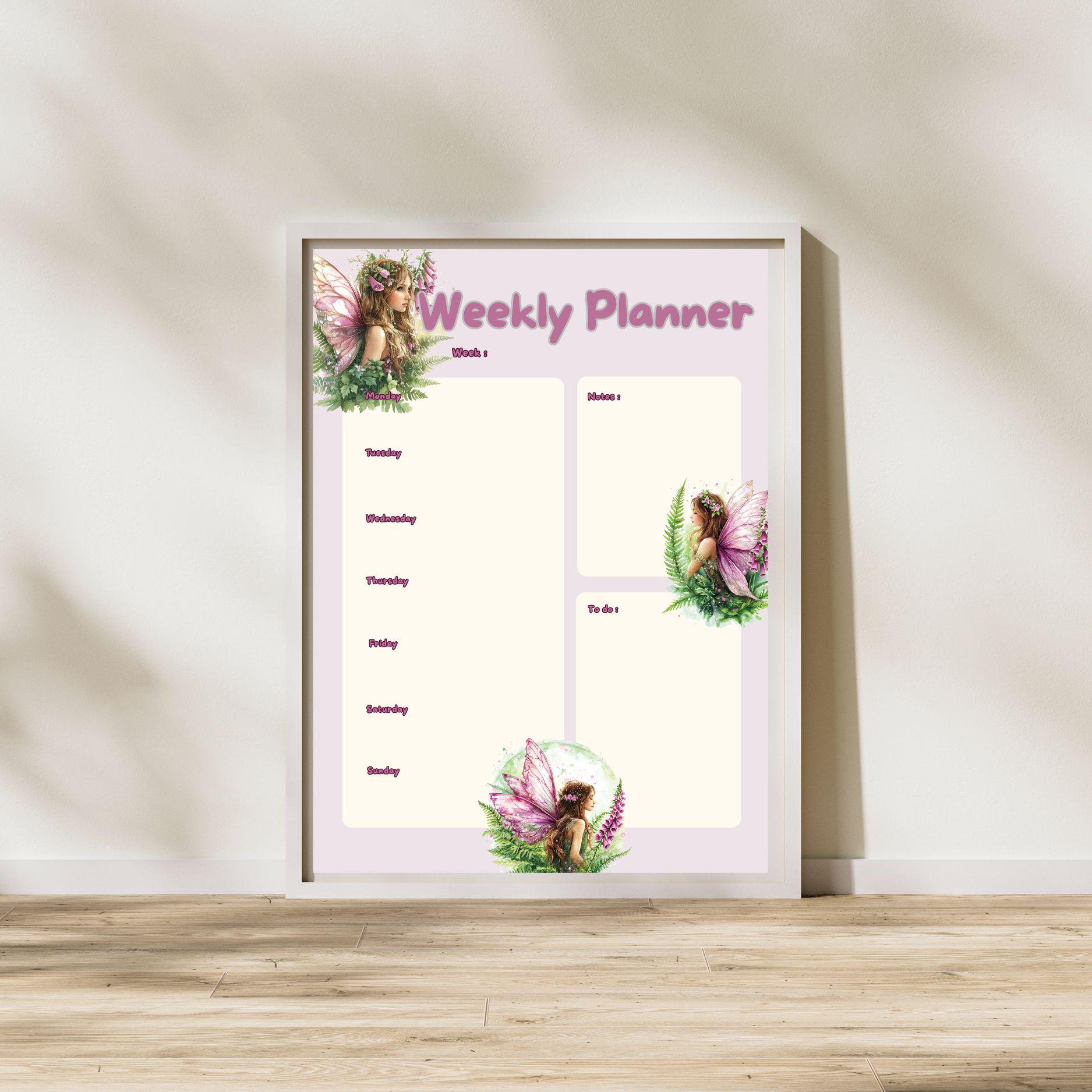 Fairy Weekly Planner – Printable A4 Weekly Calendar | Enchanted Fantasy ...