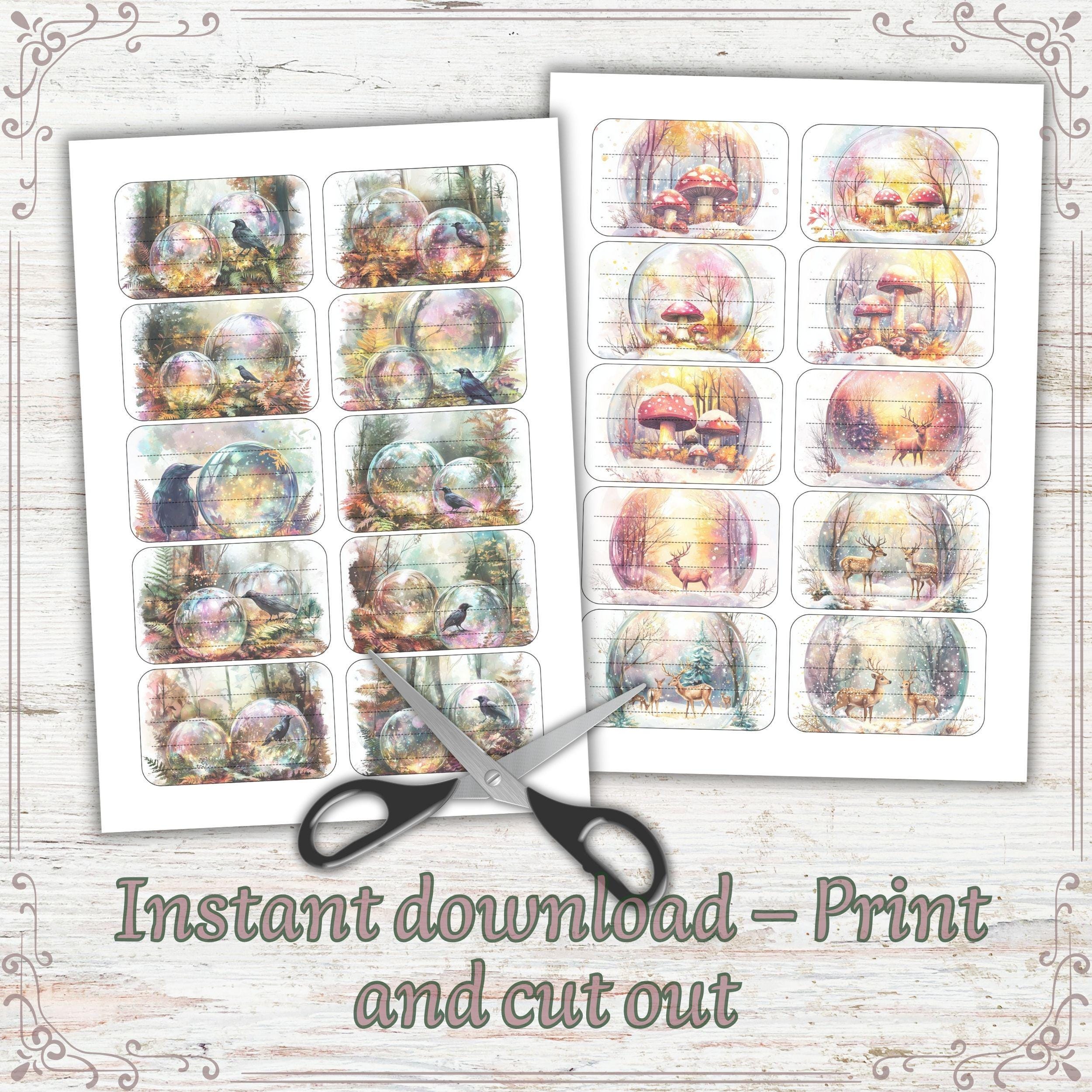 6 Pages With Magical Printable Labels – Deers, Dragonflies, Ravens ...