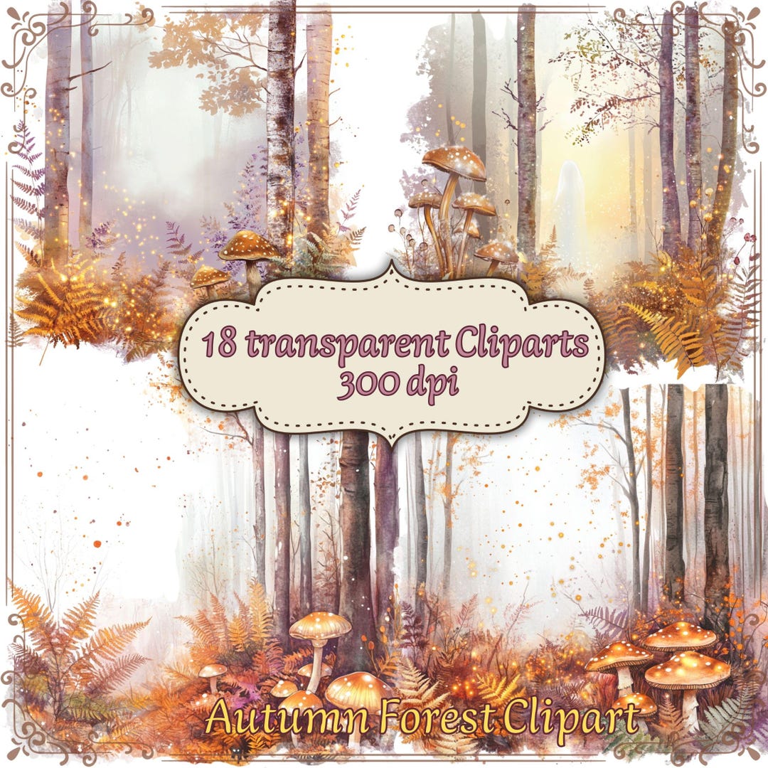 Autumn Forest Clipart Set – 18 Transparent Pngs With Autumn Woodland ...