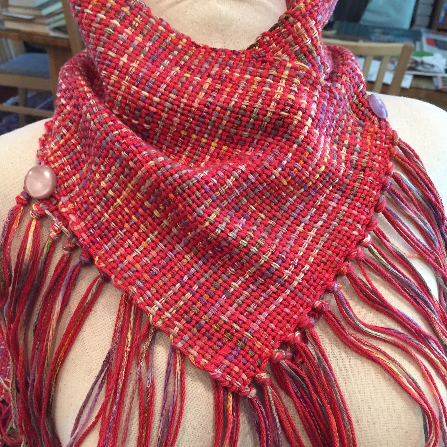 Handwoven Fringy Cowl Pinks - Etsy