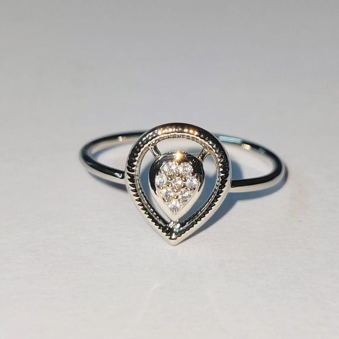Simulated Diamond Drop Engagement Ring, 14K White Gold Finish, 925 ...