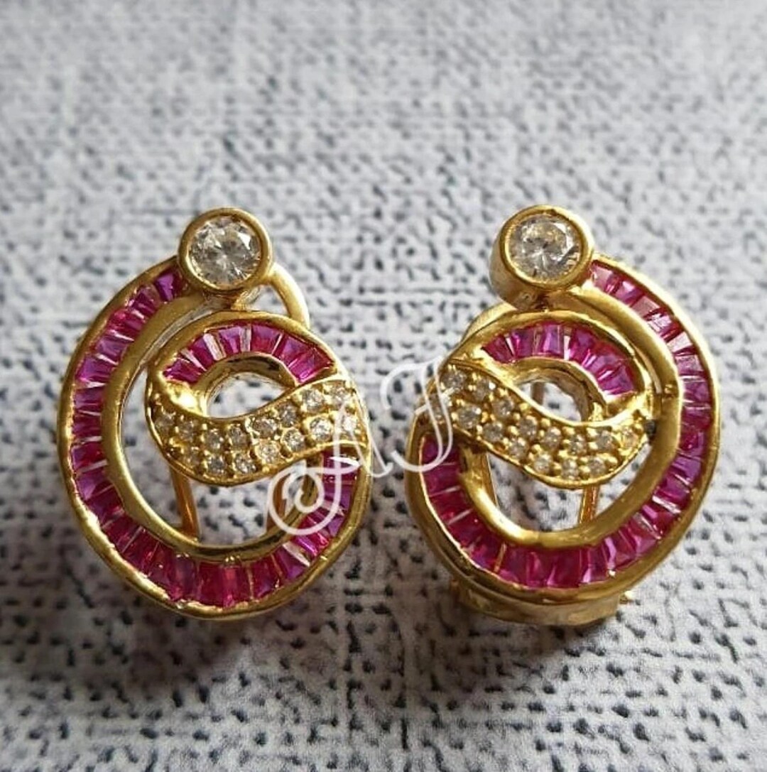 2ct Tapper Brilliant Cut Ruby and Round Genuine Moissanite Circle ...