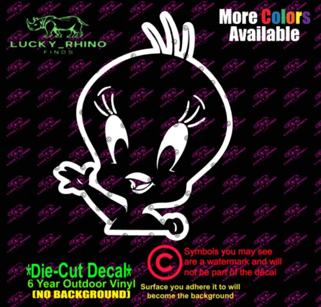 Tweedy Looney Toons Peeking Waving Car Window Vinyl Decal Bumper ...