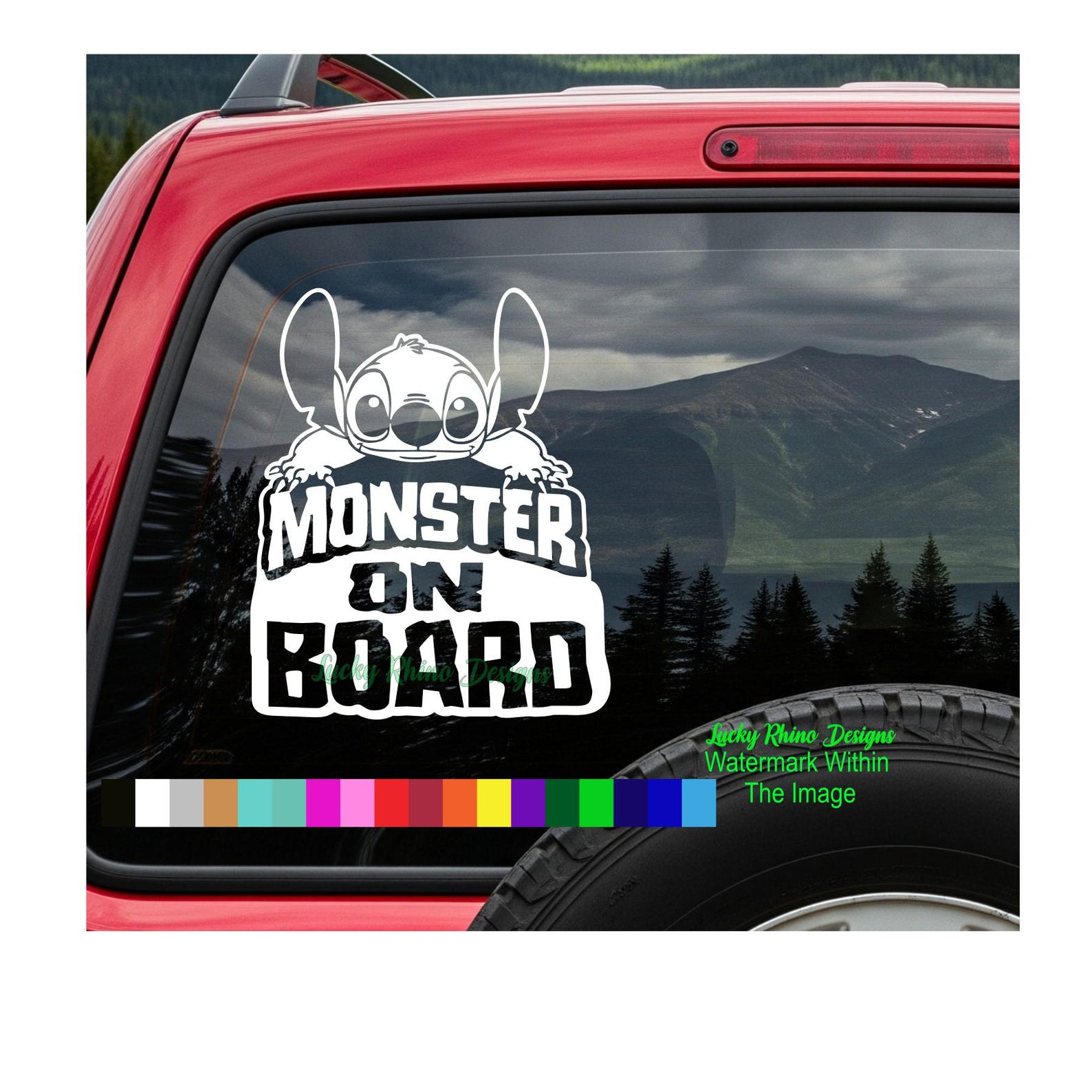 Lilo & Stitch Monsters on Board Vinyl Decal Funny Baby Safety Sticker ...
