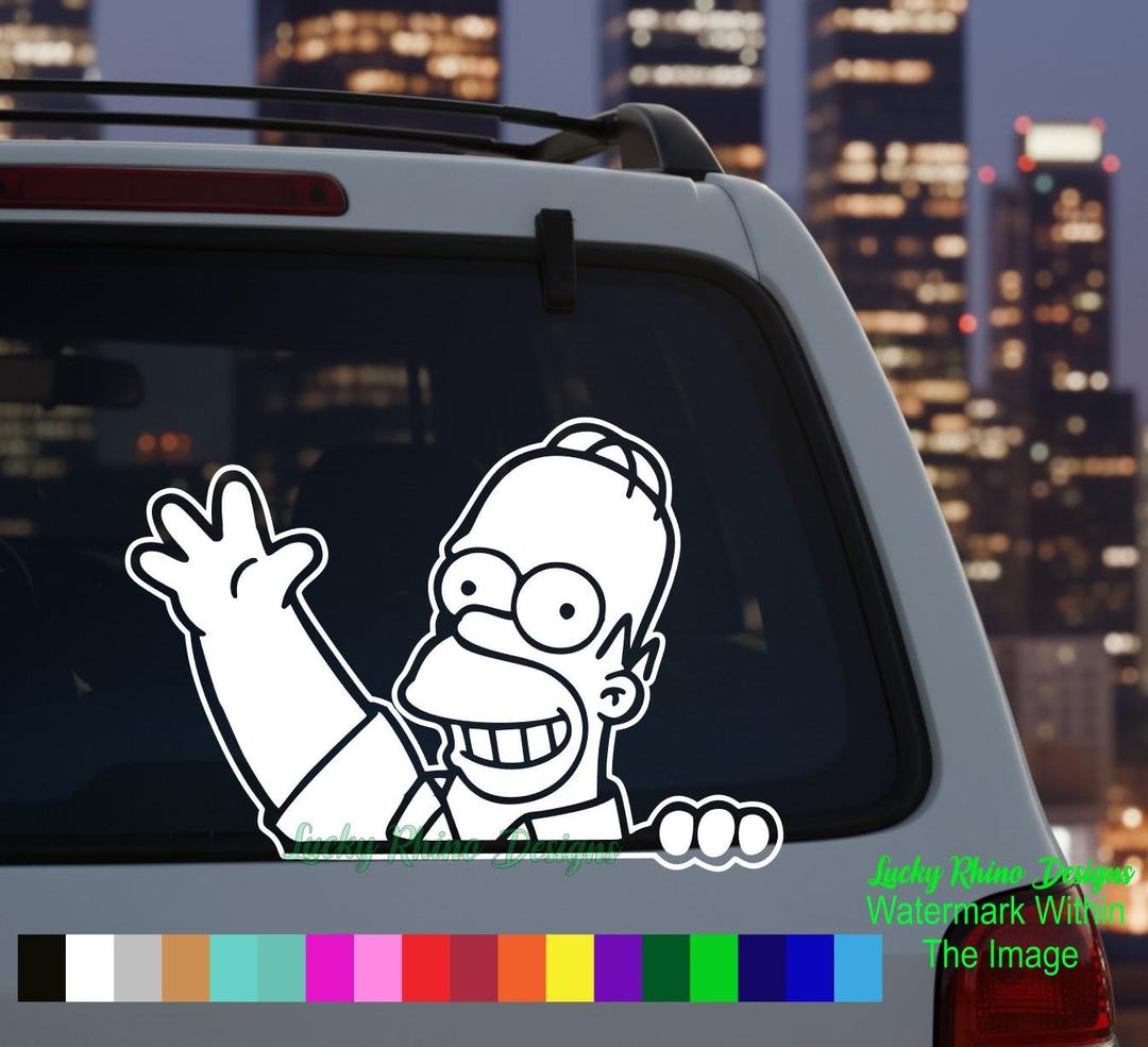 Homer Simpson Peeking Waving Vinyl Decal Sticker Car Truck Laptop Funny ...