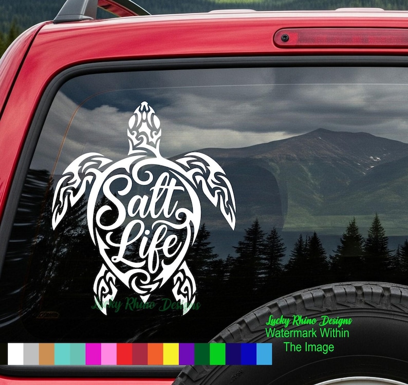 Sea Life Sea Turtle Tribal Salt Ocean Beach Car Window Vinyl Decal ...