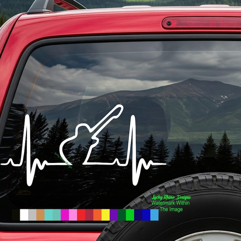 Guitar Vinyl Car Decal - Etsy