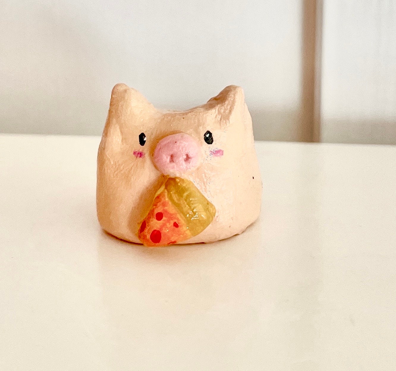 Cute Clay Pig/ Glossy Clay Pig Figurine Gift for Pig Lovers/ Cute Room ...