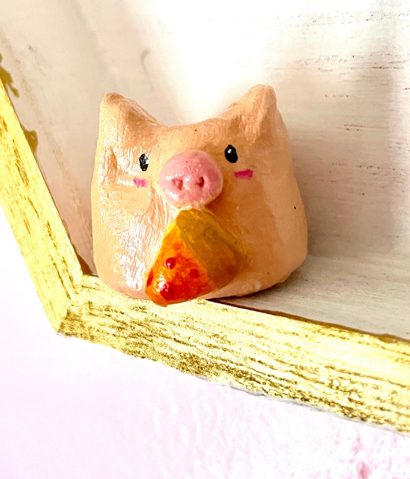 Cute Clay Pig/ Glossy Clay Pig Figurine Gift for Pig Lovers/ Cute Room ...