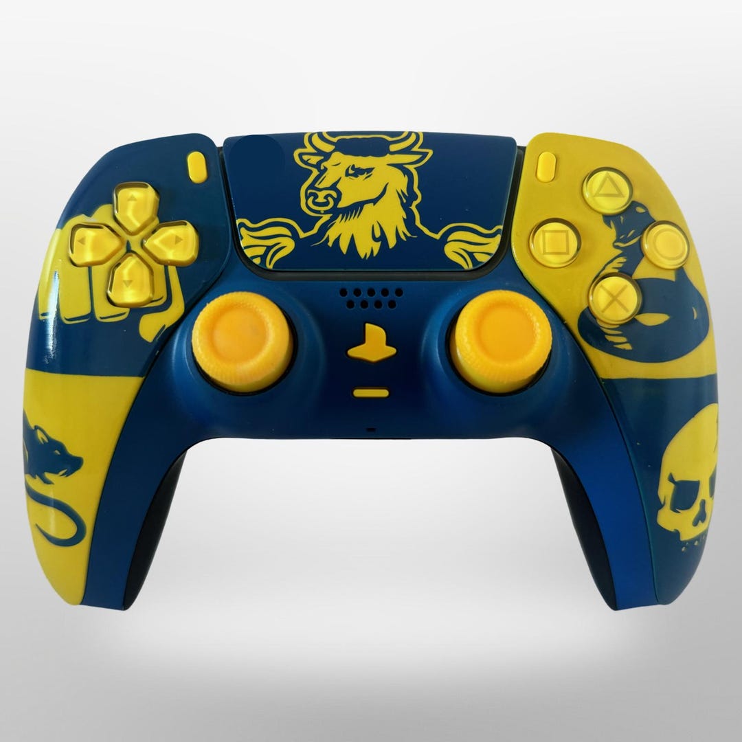 Custom PS5 Controller Inspired by Bully – Blue & Yellow Dualsense With ...