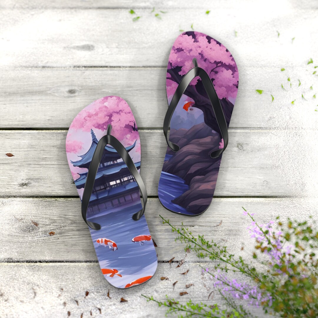 Koi Fish and Traditional Japanese Temple Flip Flops - Etsy