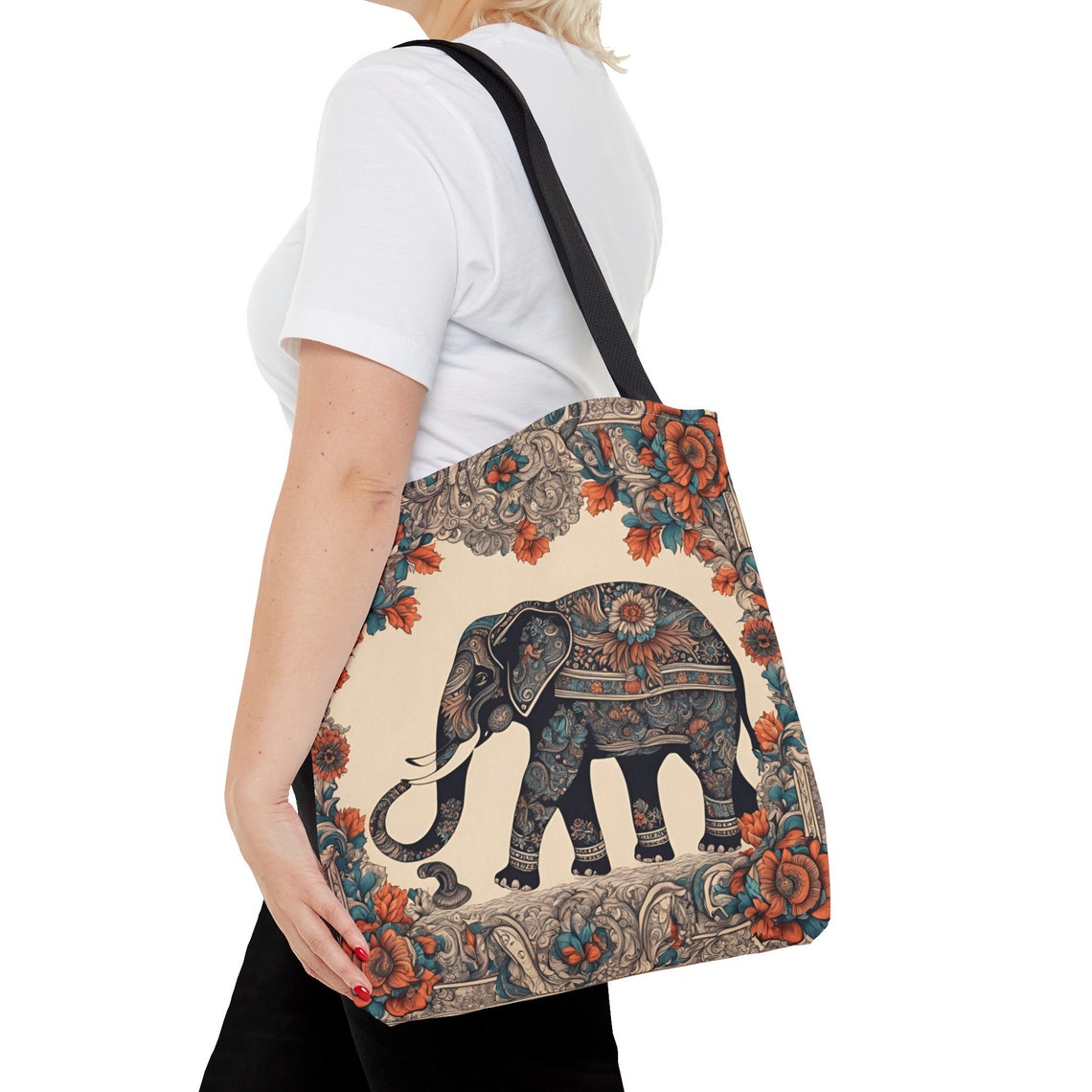 Traditional Indian Tote Bag Design With Elephants - Etsy