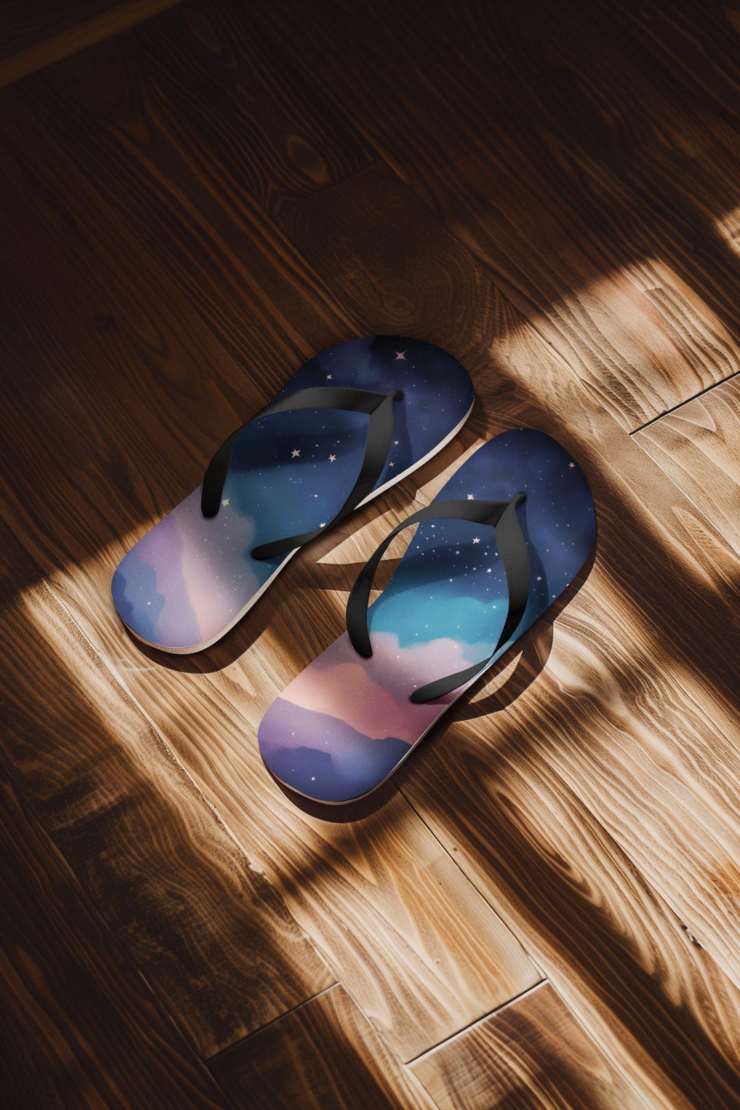 Celestial Glow Flip Flops Starry Night Sky Beach Footwear, Astronomy ...
