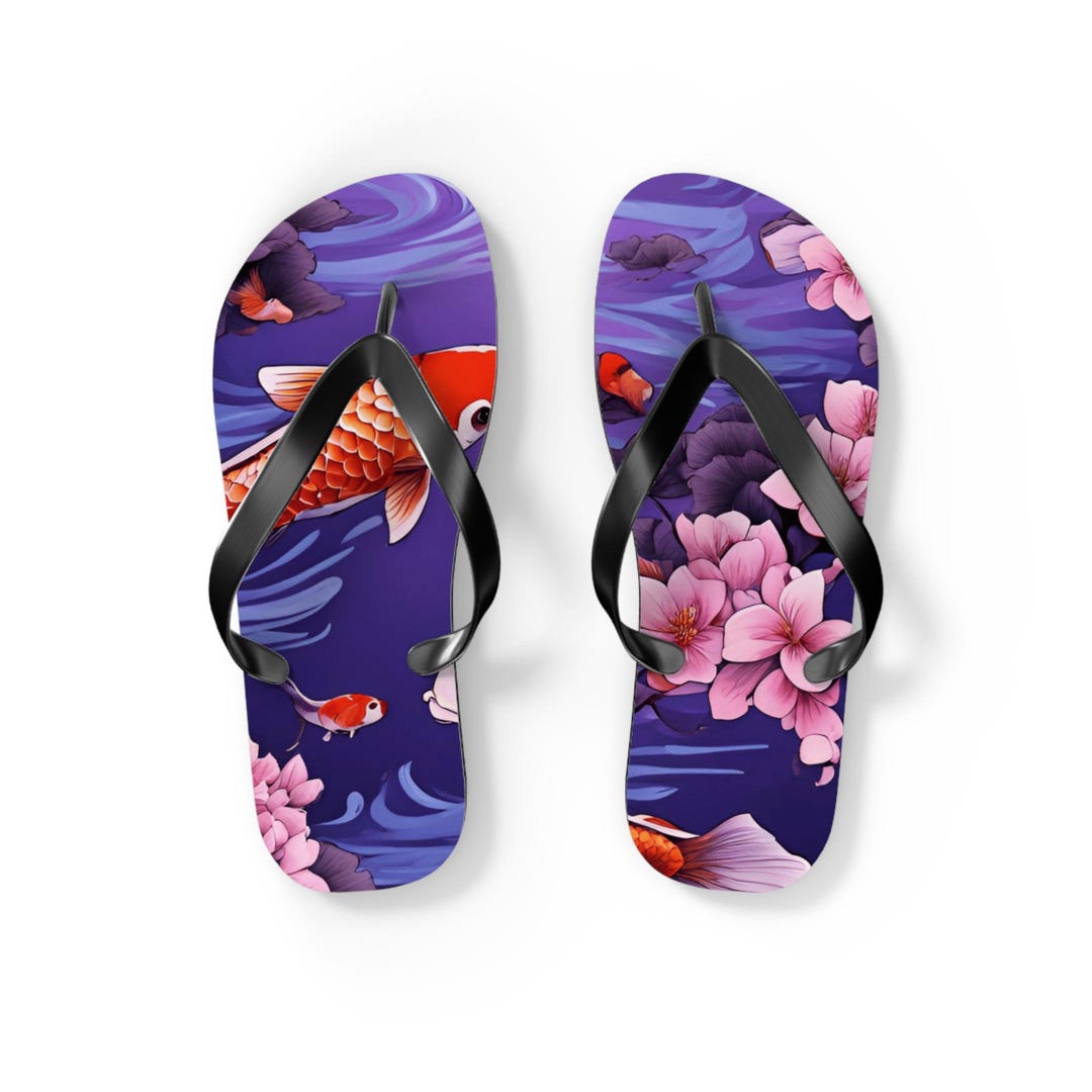 Koi Fish and Traditional Japanese Flowers Flip Flops - Etsy