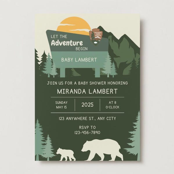 National Park Invite - Etsy