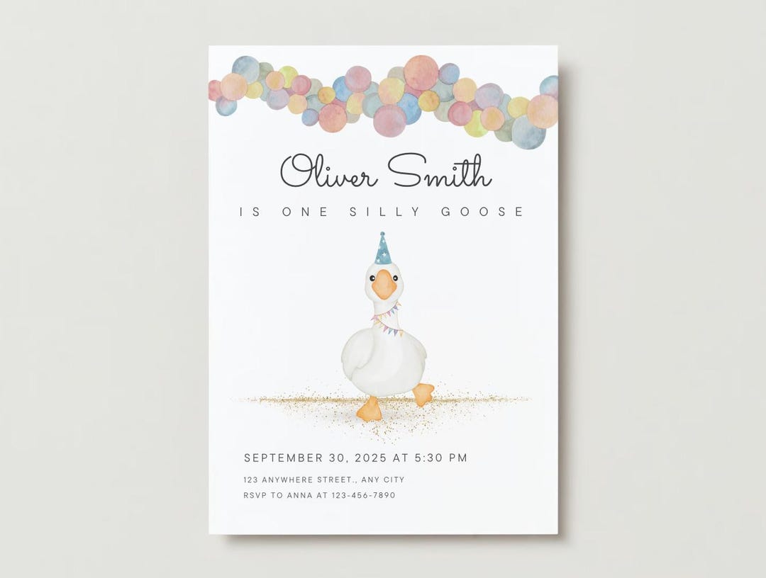 One Silly Goose Themed Invitation - Editable With Canva - Etsy