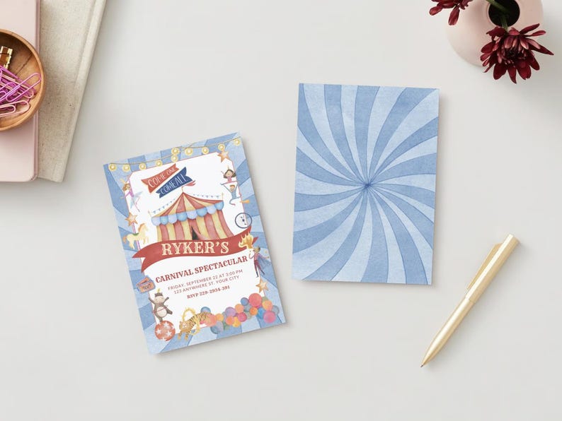 Carnival/circus-themed Invitation - Editable on Canva - Etsy