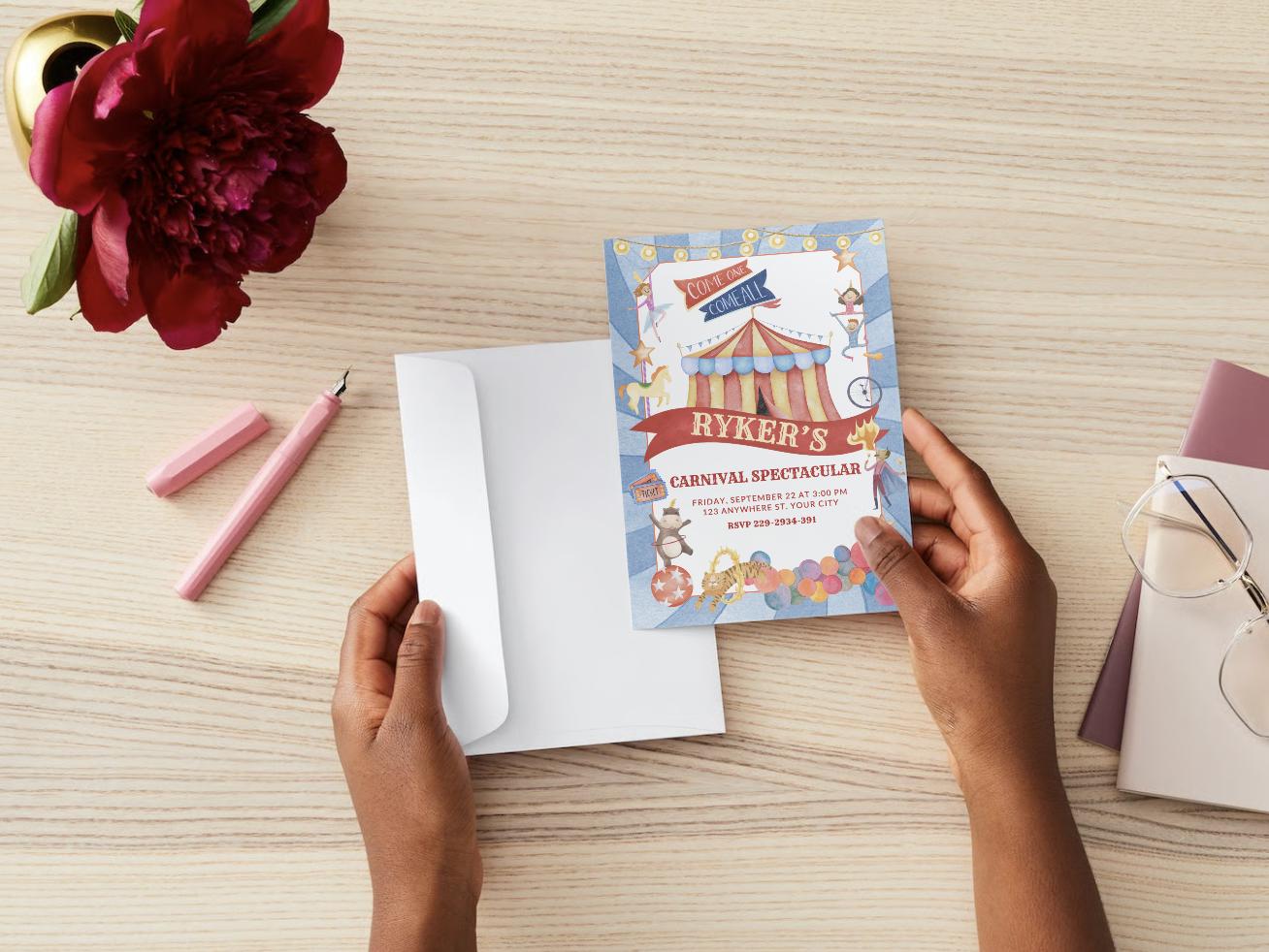 Carnival/circus-themed Invitation - Editable on Canva - Etsy