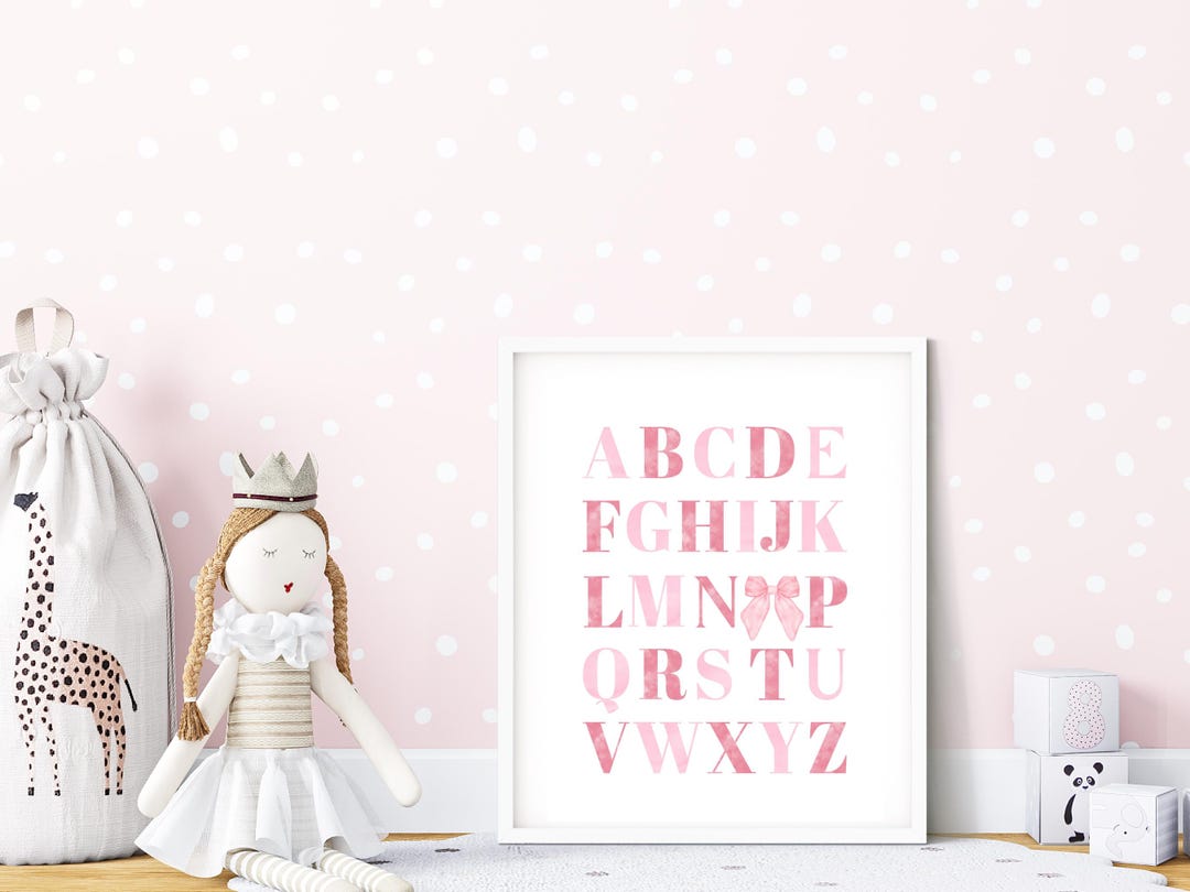 Coquette Bow Pink Alphabet Poster Printable Alphabet Nursery Wall Art ...