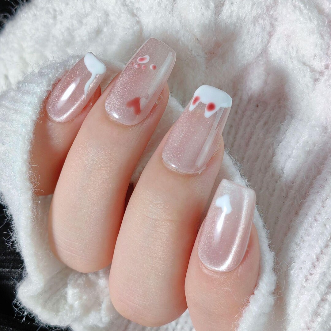 New Pure Handmade Wearable Nails, Cute Cat Claws, Heart Manicure Nails ...