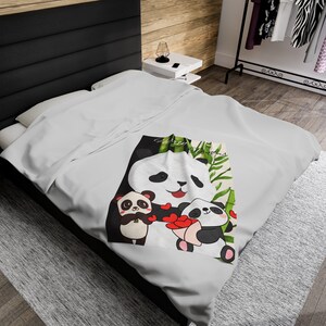 Adorable Panda Gift Velveteen Plush Blanket Cozy Panda Paradise Blanket ...