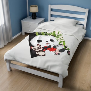 Adorable Panda Gift Velveteen Plush Blanket Cozy Panda Paradise Blanket ...
