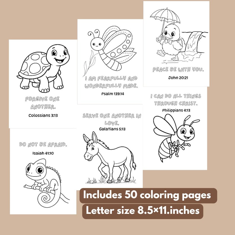 Bible Verse Animal Coloring Pages for Kids (digital Download) - Etsy