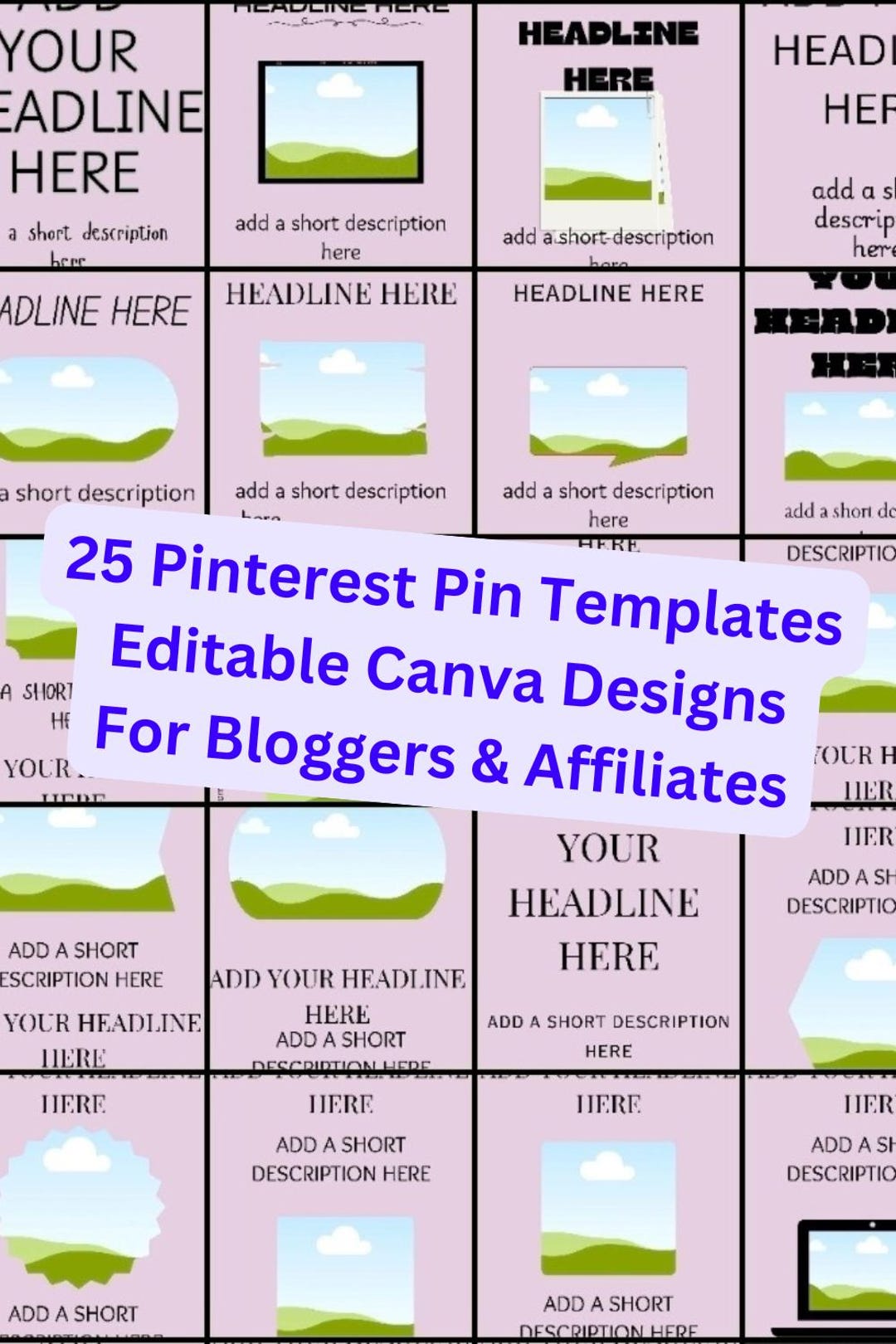 25 Pinterest Pin Templates Canva | Blog & Affiliate Marketing (digital ...
