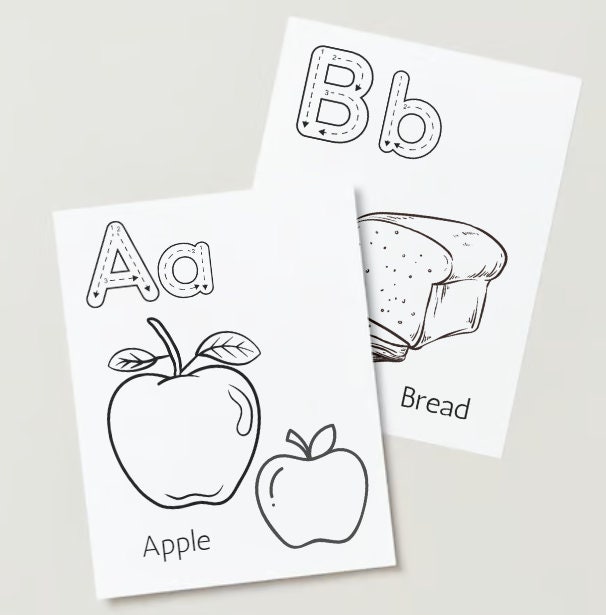 Alphabet Food Coloring Pages - Etsy