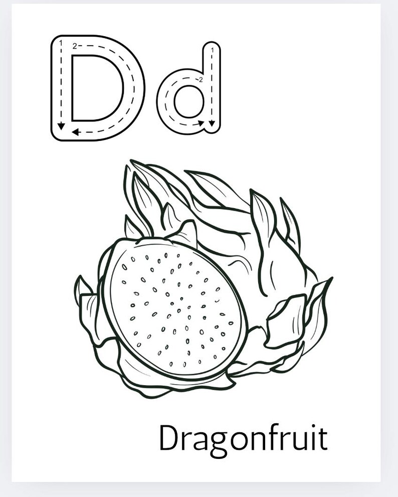 Alphabet Food Coloring Pages - Etsy