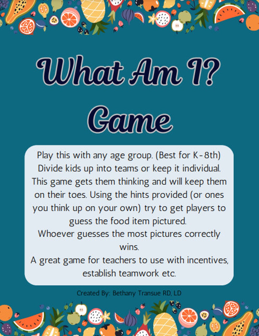 What Am I? Food and Nutrition Game - Etsy