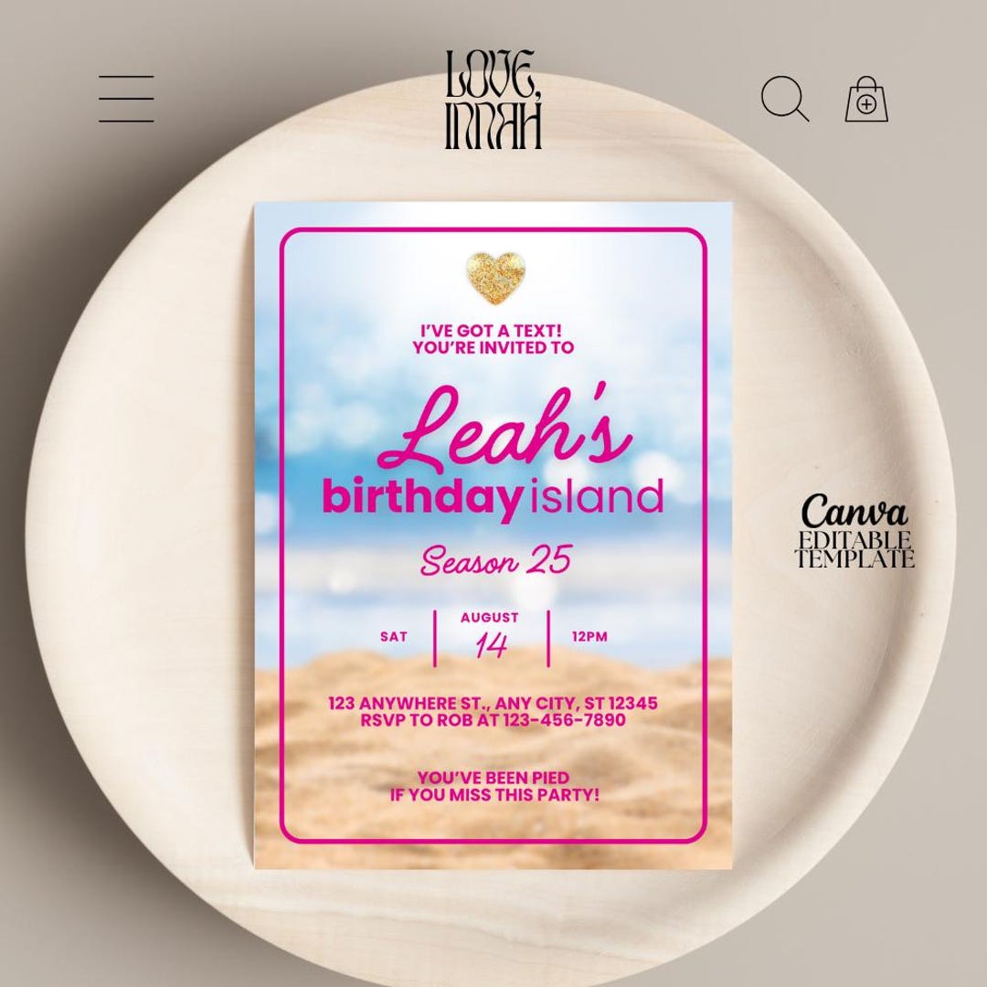 Love Island Birthday Invitation, Island Party Invitation, Tropical ...