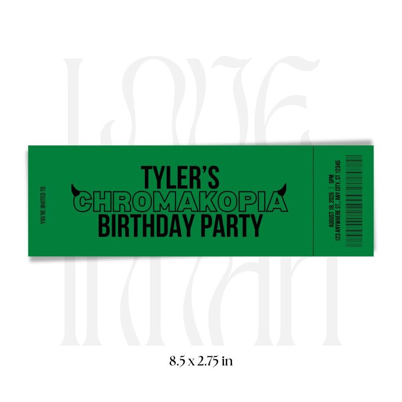 Chromakopia World Tour Ticket Invitation, Tyler the Creator Concert ...