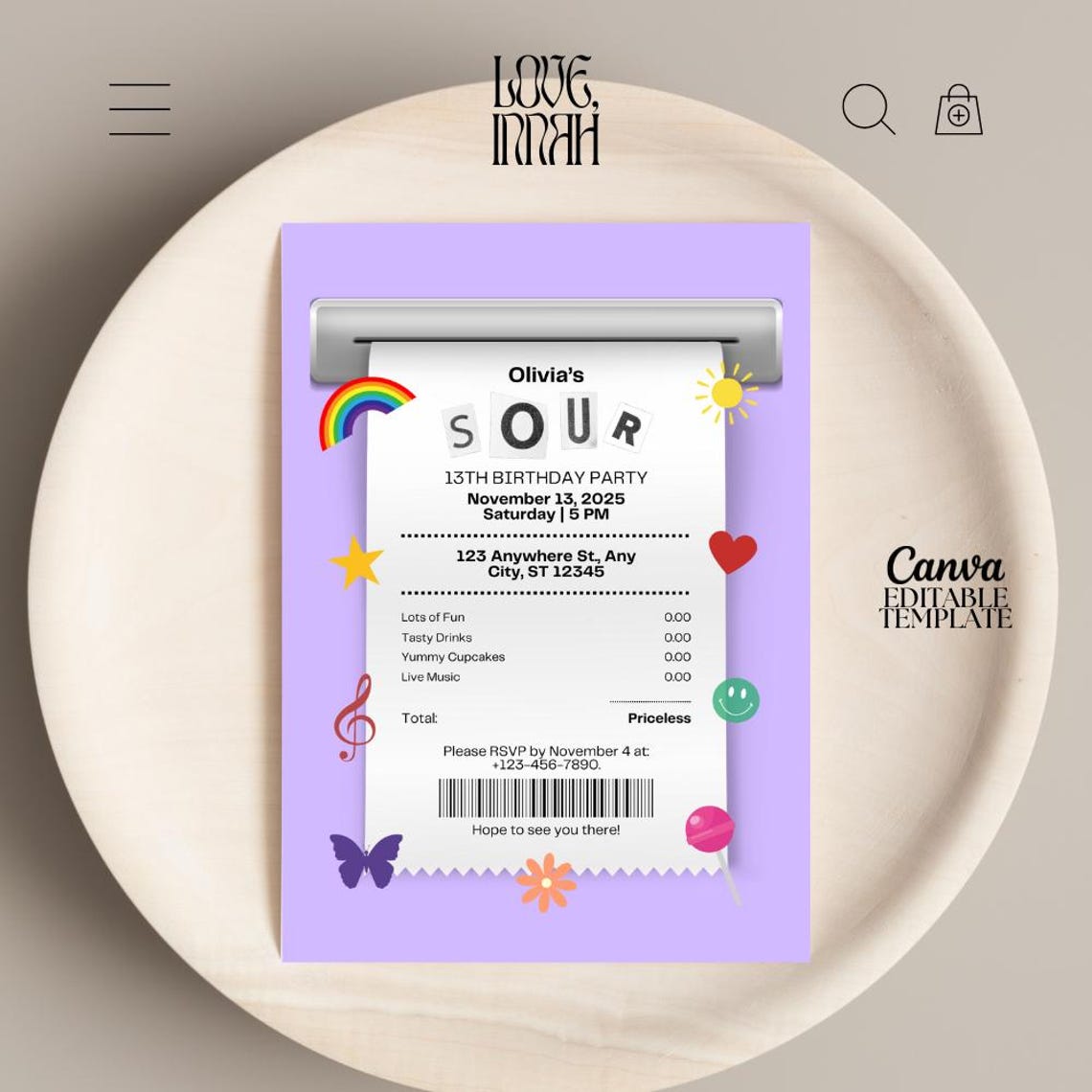 Sour Birthday Invitation, Sour Album, Sour Birthday Party, Olivia ...