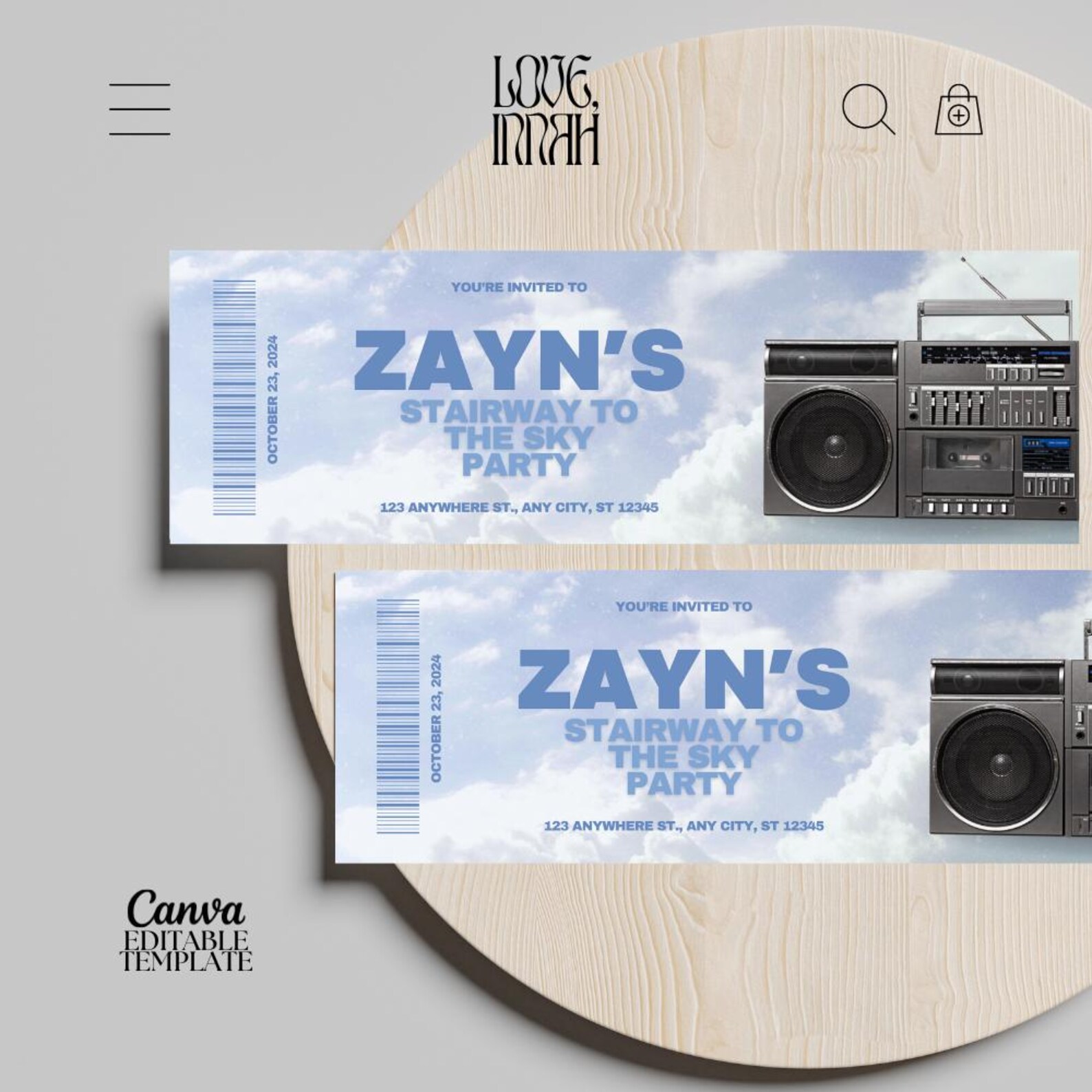 Stairway to the Sky Tour Ticket Invitation, Stairway to the Sky Party ...