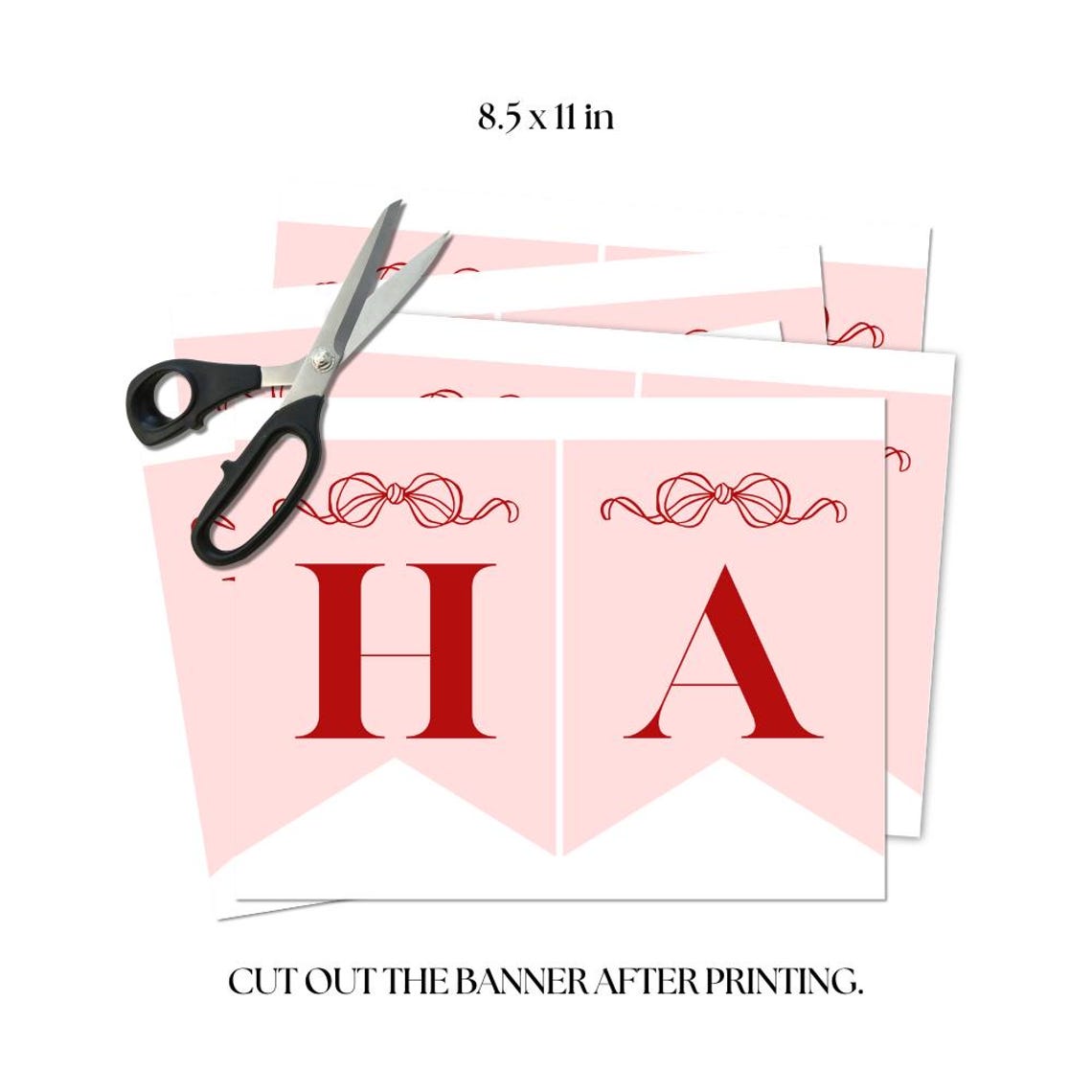 Pink Red Bow Happy Birthday Banner, Bow Birthday Banner, Bow Party ...